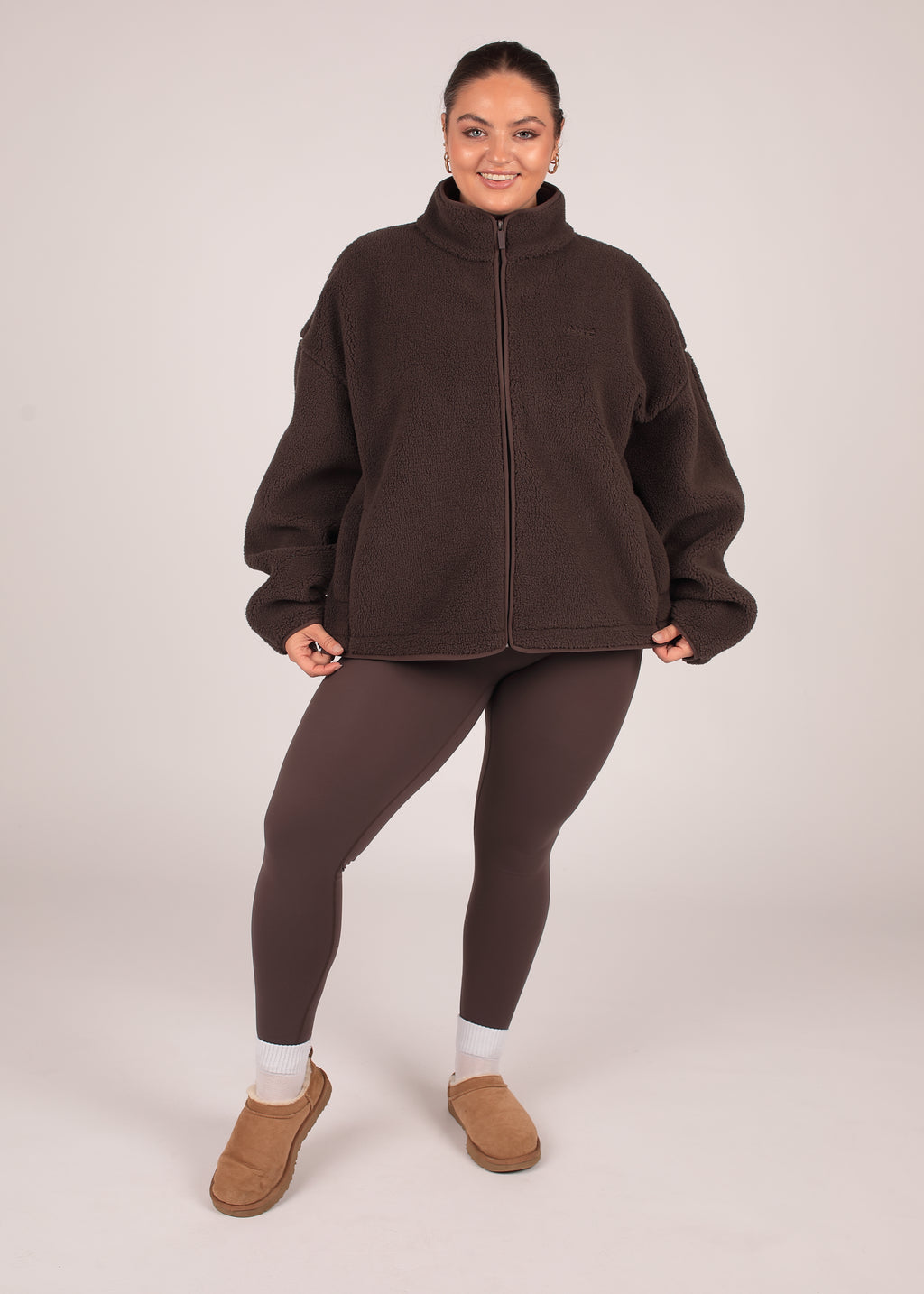 Coffee Zip Up Borg Fleece